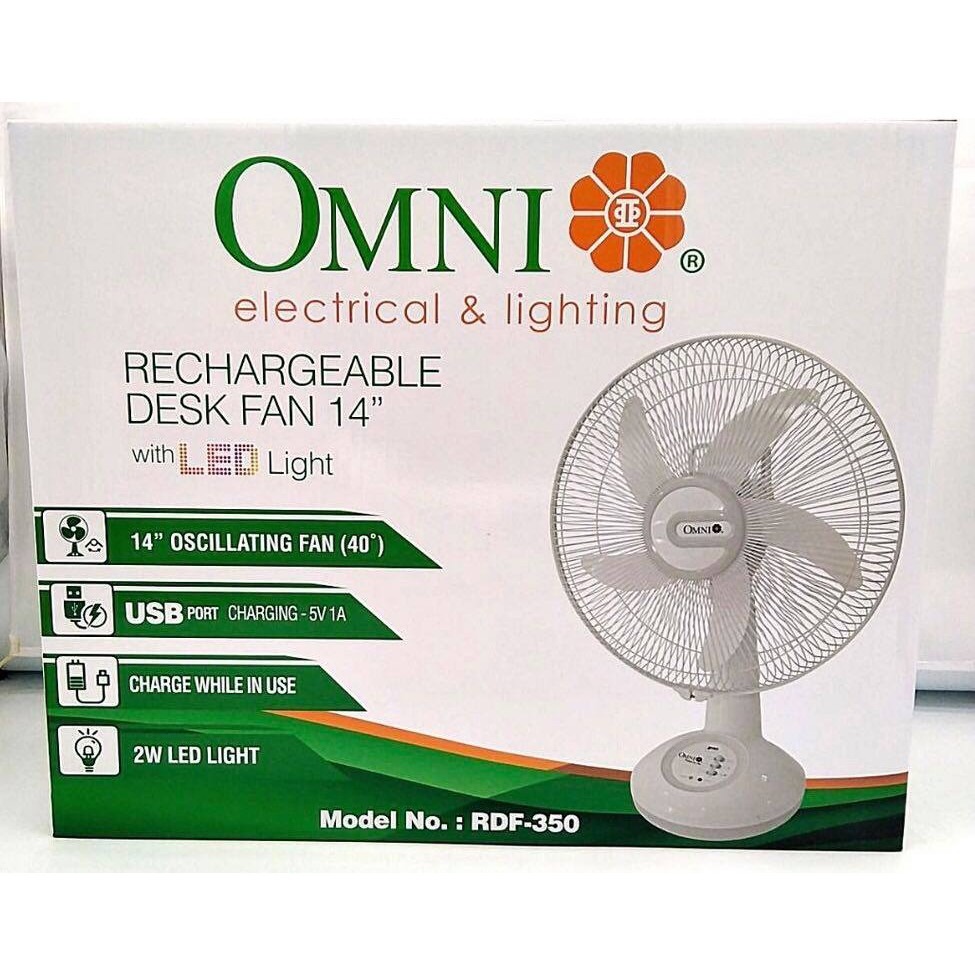 OMNI rechargeable desk fan 14" with LED light on Carousell