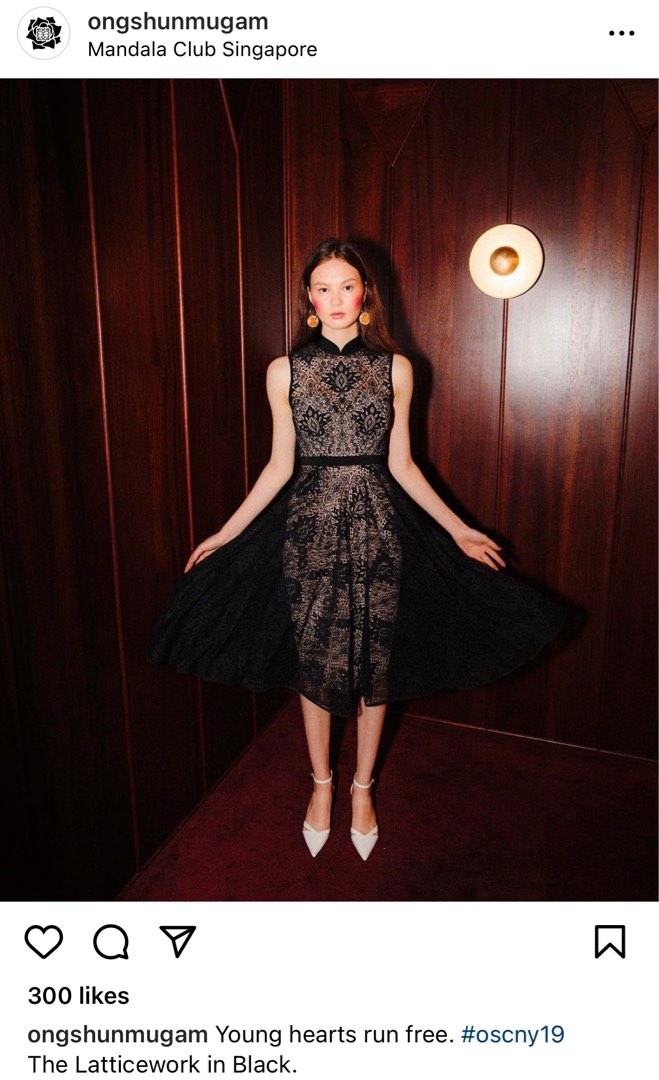 Ong Shunmugam Latticework Black Cheongsam, Women's Fashion, Dresses ...