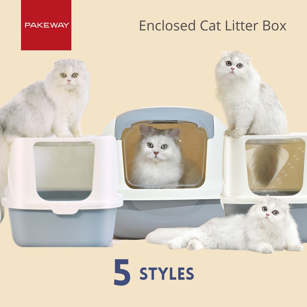 (Pakeway) Enclosed Cat Litter Box Full Enclosed Flip Cat Toilet Free ...