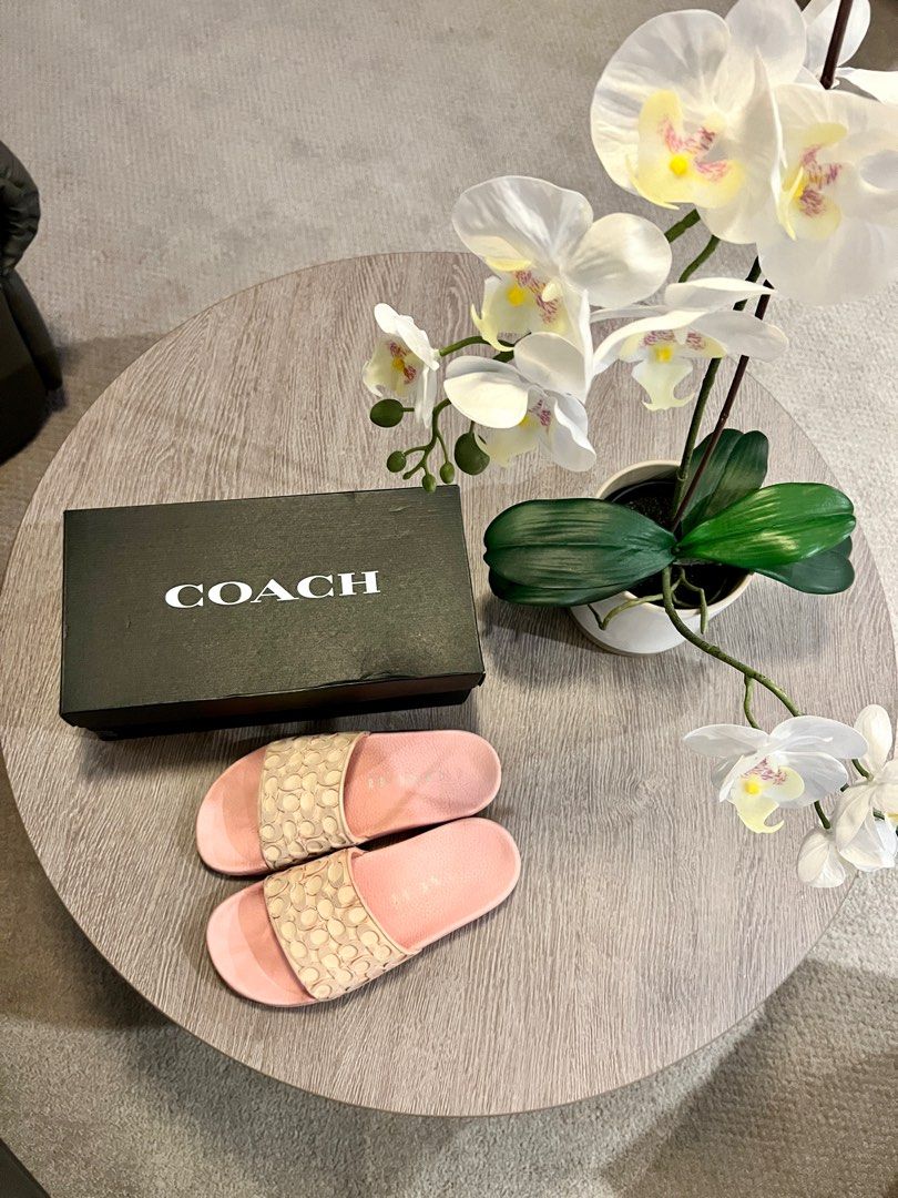 Pink Coach Slide, Women's Fashion, Footwear, Flipflops and Slides on ...