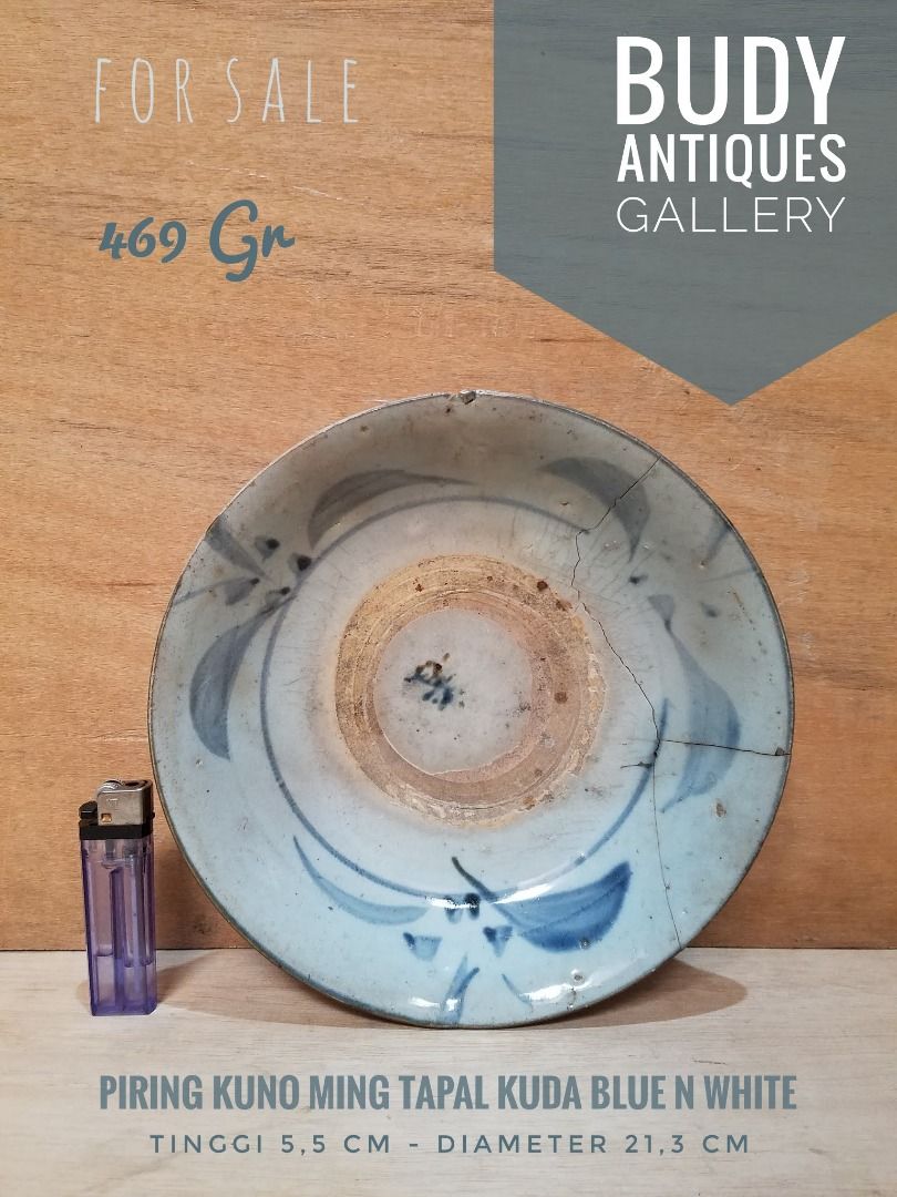 Piring Kuno Tapal Kuda Blue White Era Dinasti Ming 21.3 Cm, Antik ...