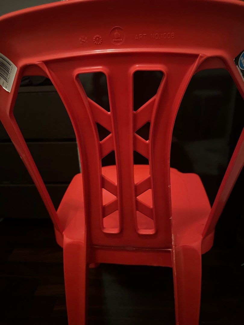 Plastic red chair, Furniture & Home Living, Furniture, Chairs on Carousell