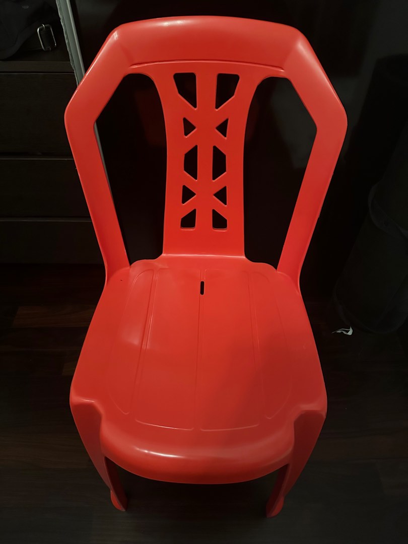 Plastic red chair, Furniture & Home Living, Furniture, Chairs on Carousell