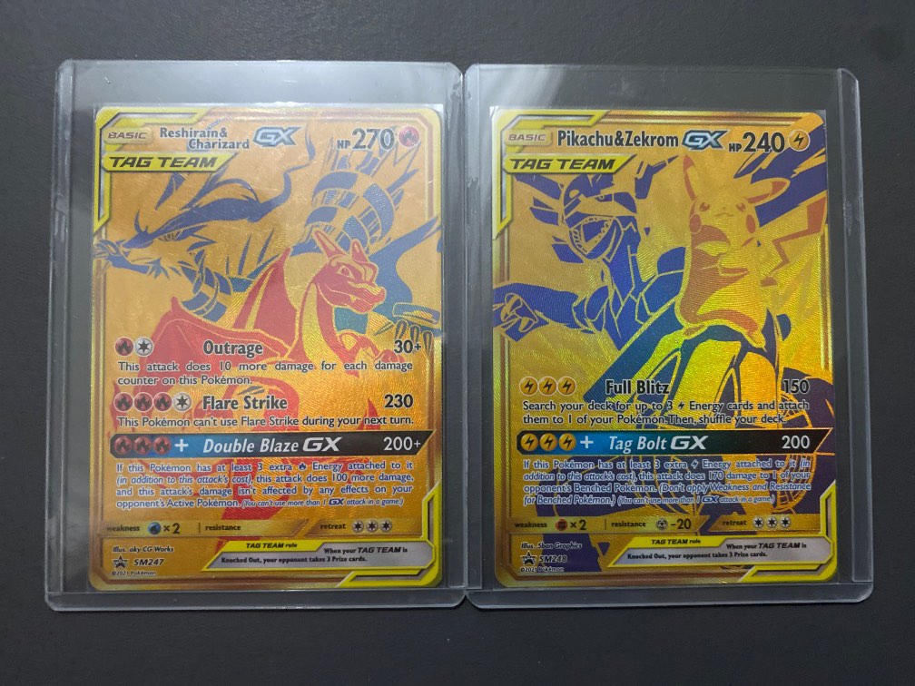 pokemon tcg tag team pikachu and zekrom gx reshiram and charizard gx ...