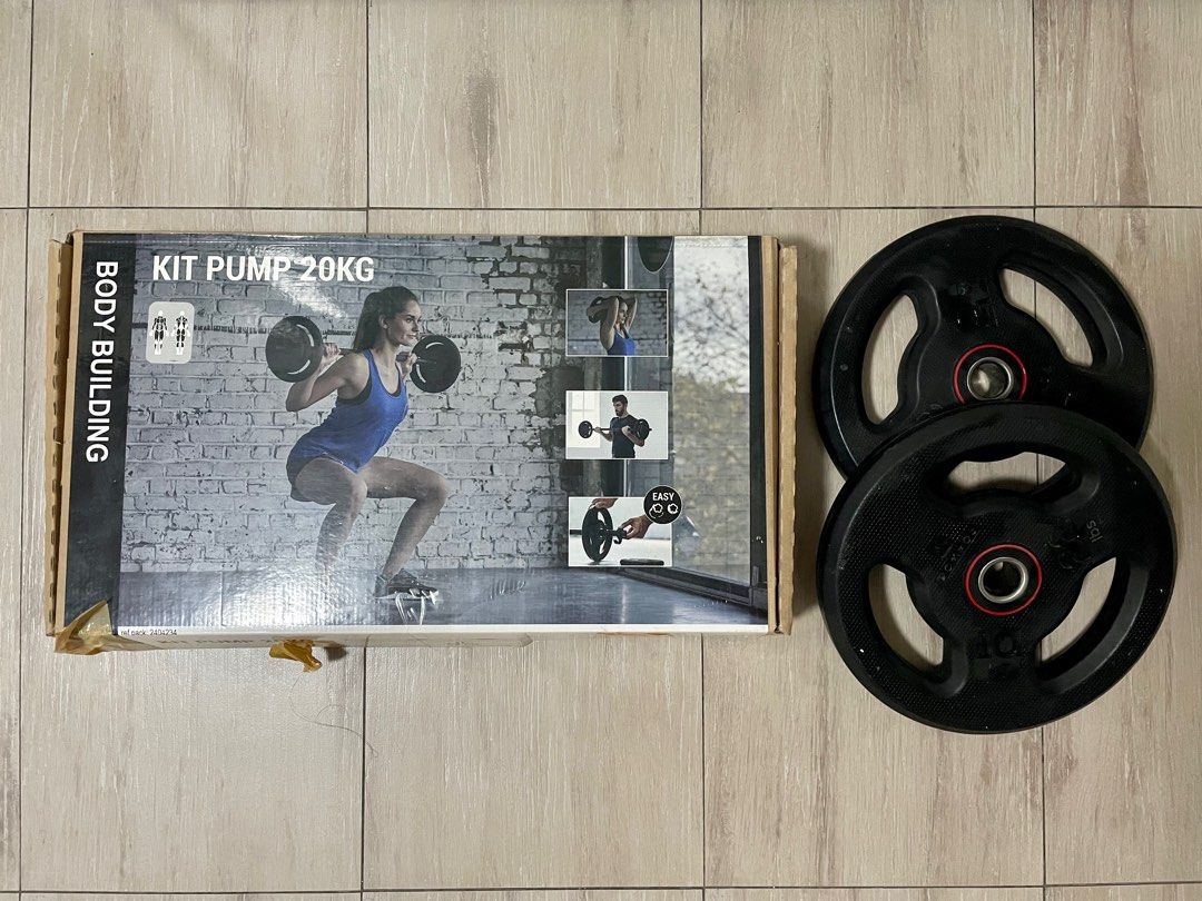 Pump Bar Weigh Training Kit 20KG with 10KG plates, Sports Equipment ...