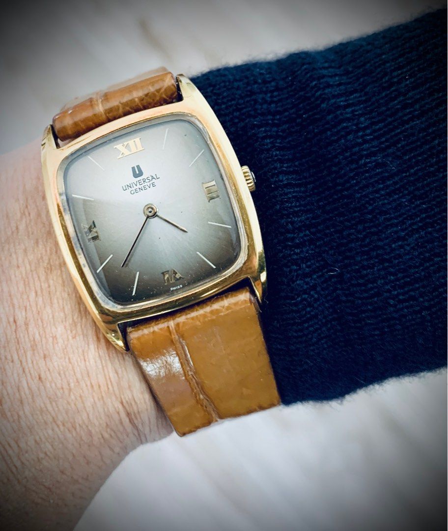 Rare - Universal Geneva - grey flume dial -vintage tank watch, Luxury ...