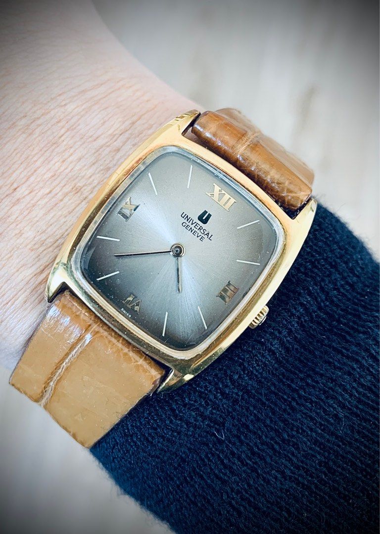 Rare - Universal Geneva - grey flume dial -vintage tank watch, Luxury ...