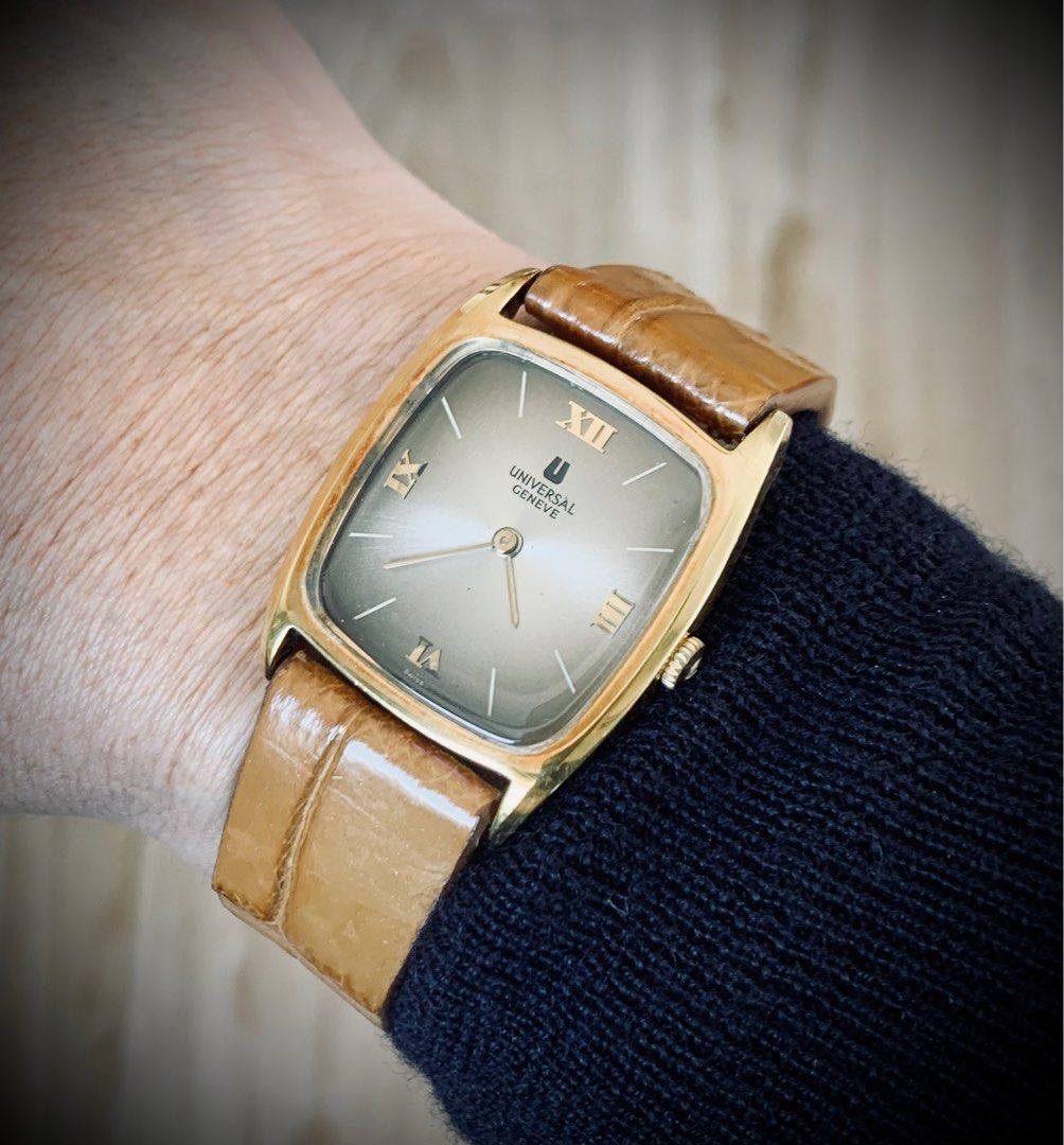 Rare - Universal Geneva - grey flume dial -vintage tank watch, Luxury ...