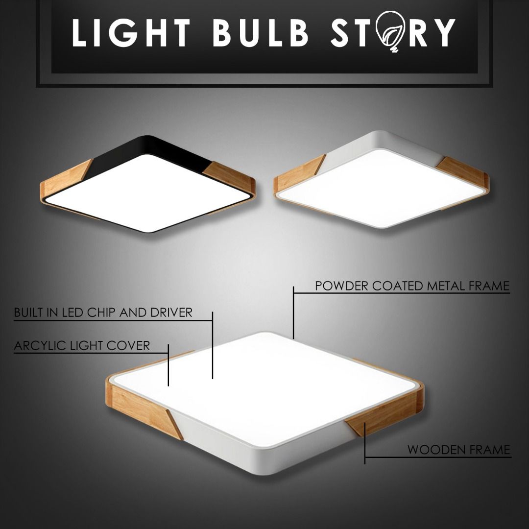 LED Ceiling Light Nordic Wood Design- Tri-tone, Furniture & Home Living, Lighting & Fans ...