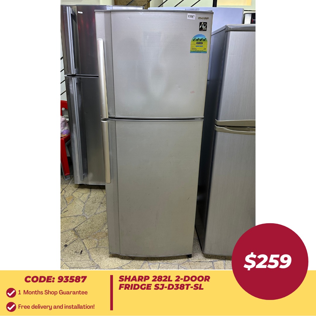 SHARP 282L 2-DOOR FRIDGE SJ-D38T-SL (93587), TV & Home Appliances ...