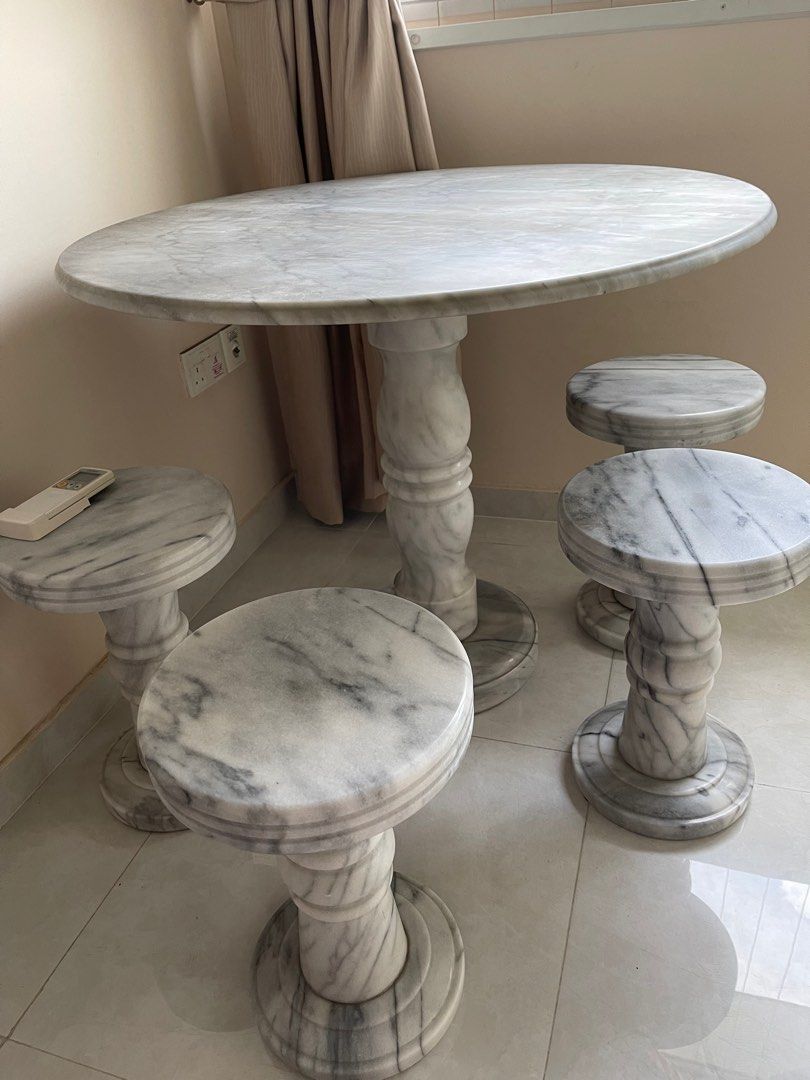 Small Marble Table Set, Furniture & Home Living, Furniture, Tables ...