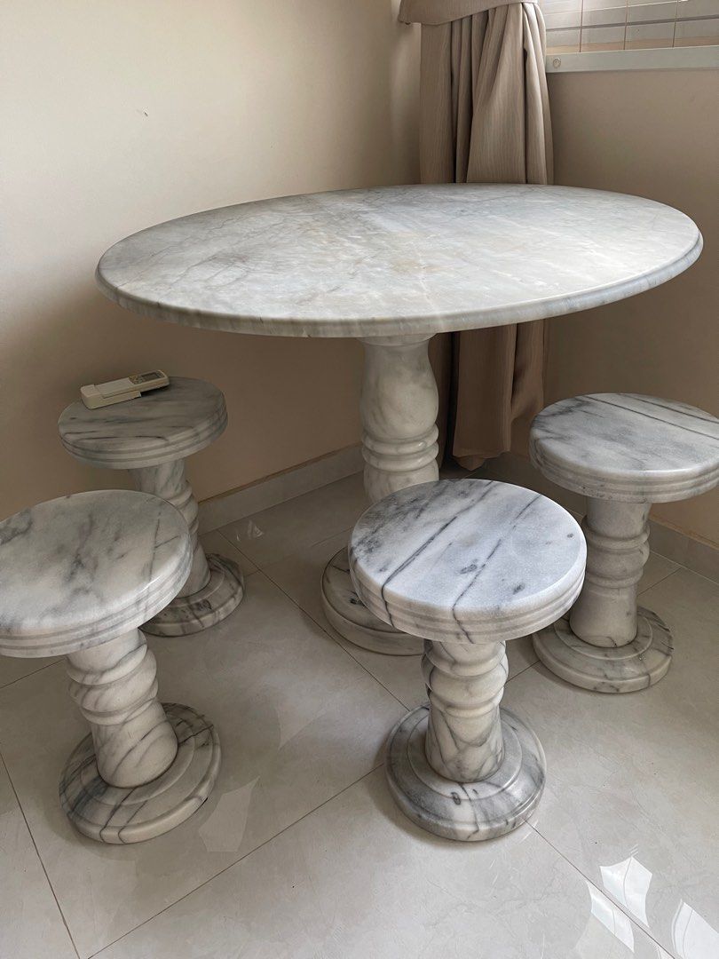 Small Marble Table Set, Furniture & Home Living, Furniture, Tables ...