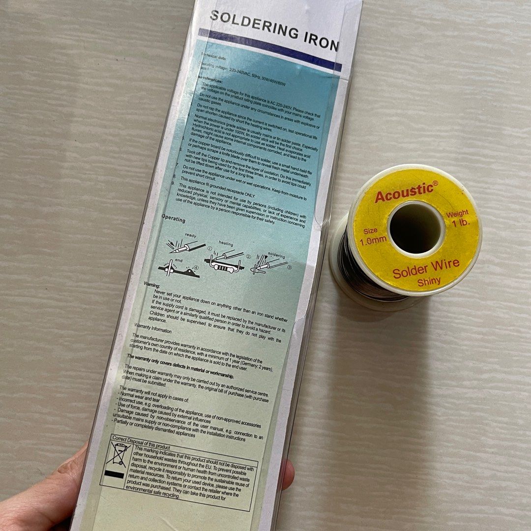 Soldering iron 40w hearing tool witb solder wire, Furniture & Home ...
