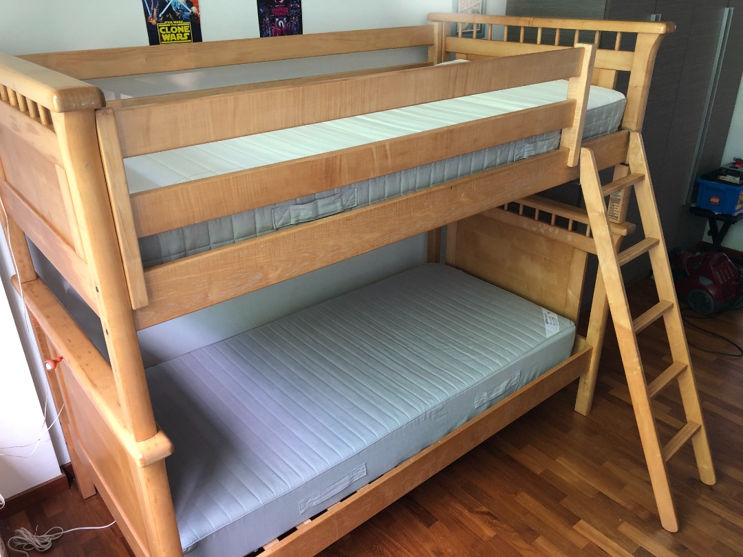 Solid Maple Wood Twin Size Bunk Beds, Furniture & Home Living ...