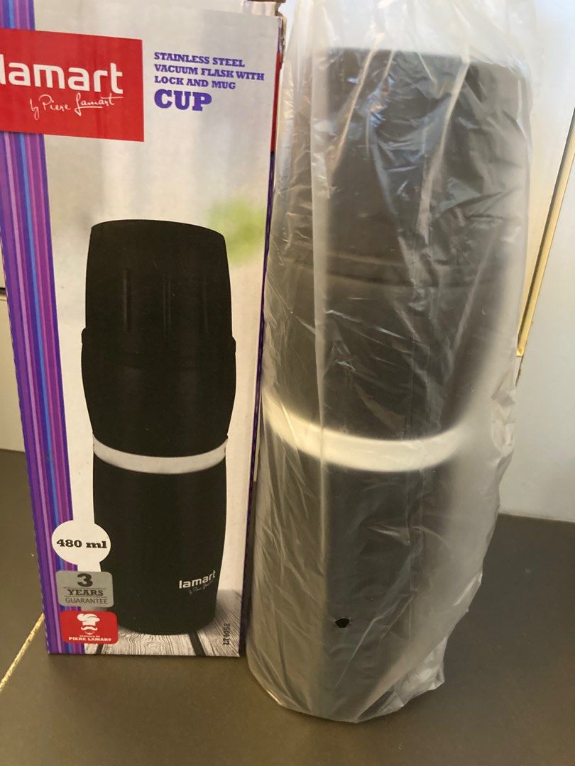 Stainless Steel Vacuum Flask with Lock and Mug Cup, Furniture & Home ...