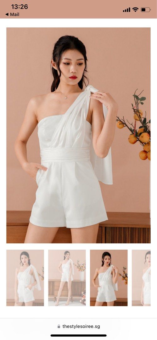 Tabitha Toga Romper in White, Women's Fashion, Dresses & Sets, Rompers on Carousell