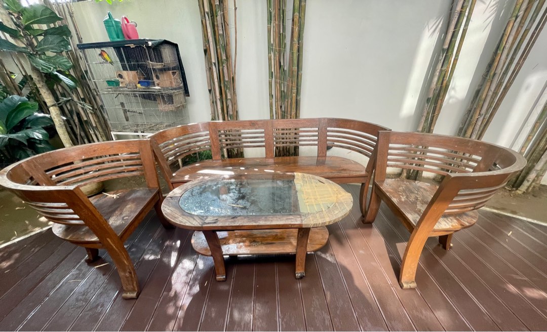 Teak Wood Sala Set, Furniture & Home Living, Furniture, Tables & Sets ...