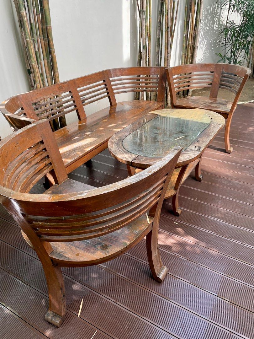 Teak Wood Sala Set, Furniture & Home Living, Furniture, Tables & Sets ...
