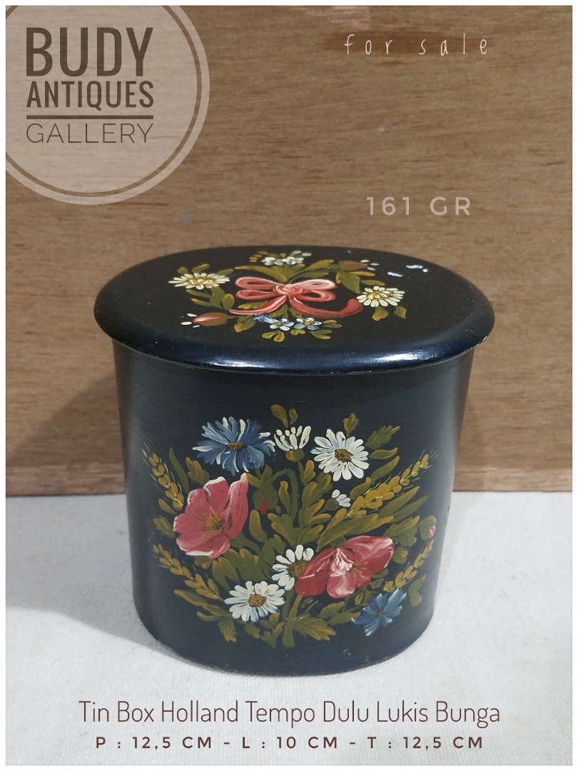 Tin Box Holland Tempo Dulu Lukis Bunga Handpainted, Antik, Pajangan di ...