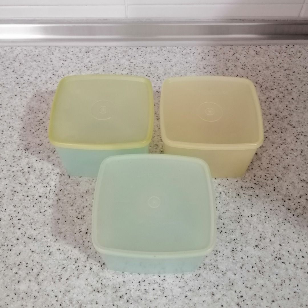 Tupperware Square Round Stackable Food Containers 3-piece Set [Preloved ...