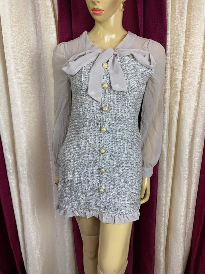 Tweed Korean Dress, Women's Fashion, Dresses & Sets, Dresses on Carousell
