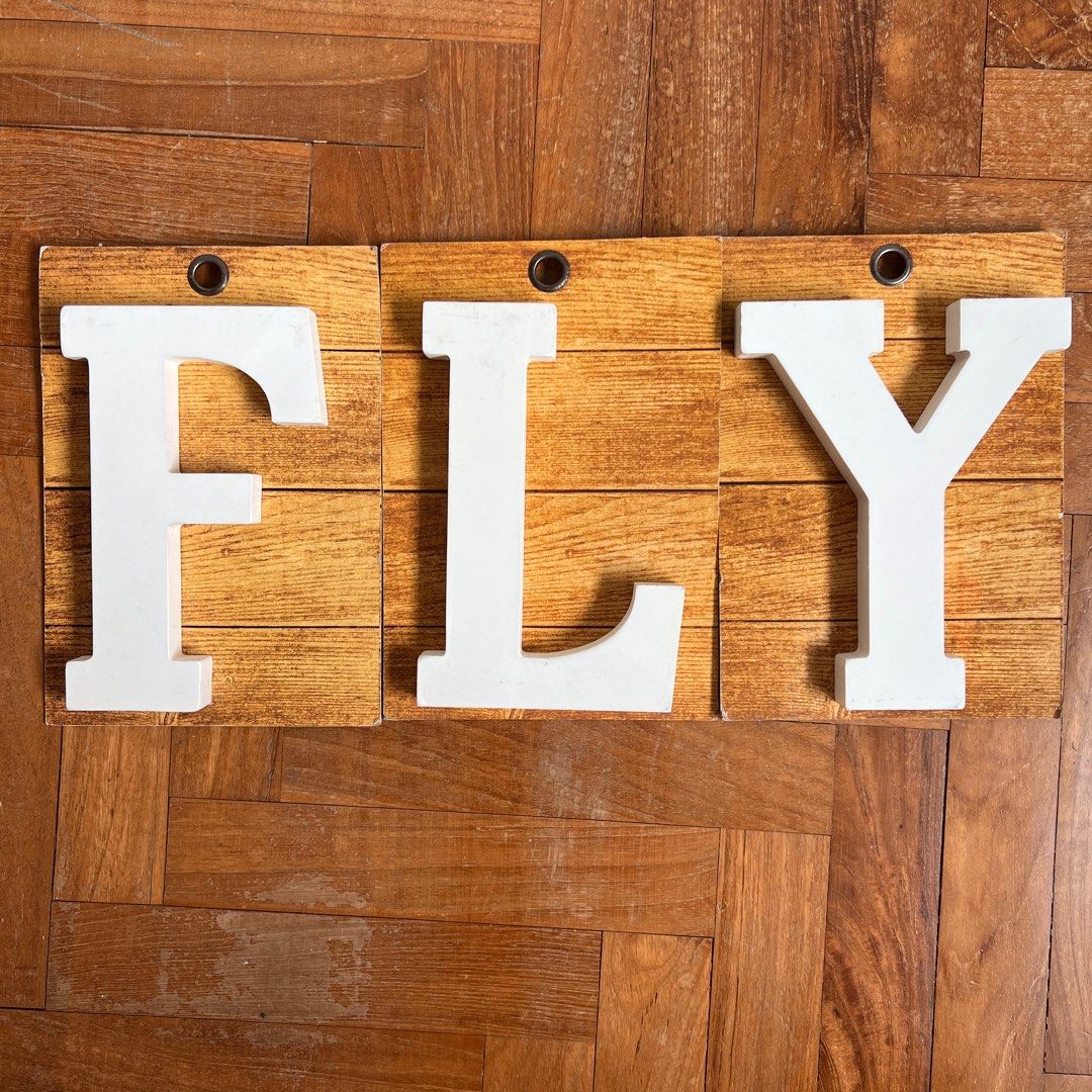 typo white wooden letters alphabet, Furniture & Home Living, Home Decor ...