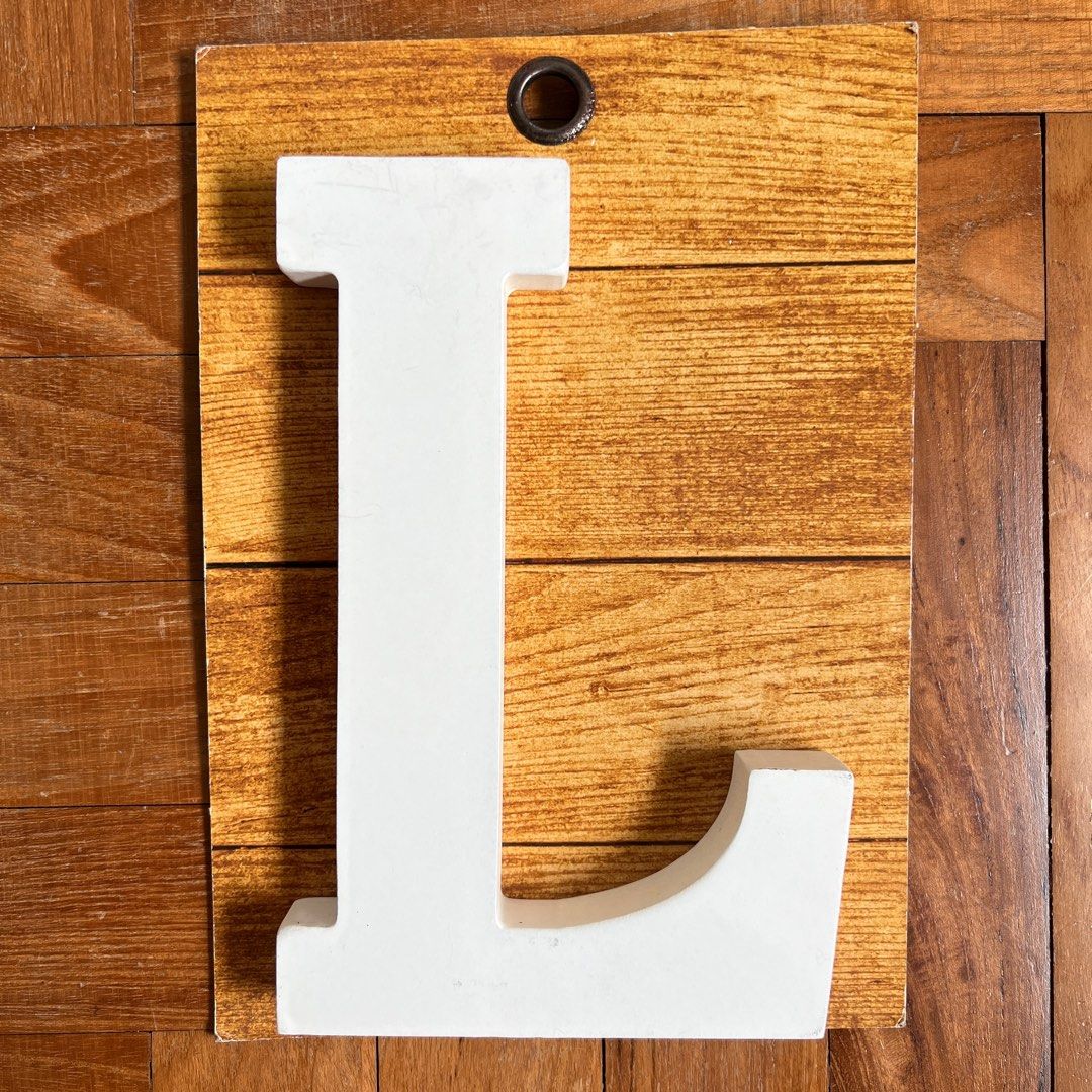 typo white wooden letters alphabet, Furniture & Home Living, Home Decor ...