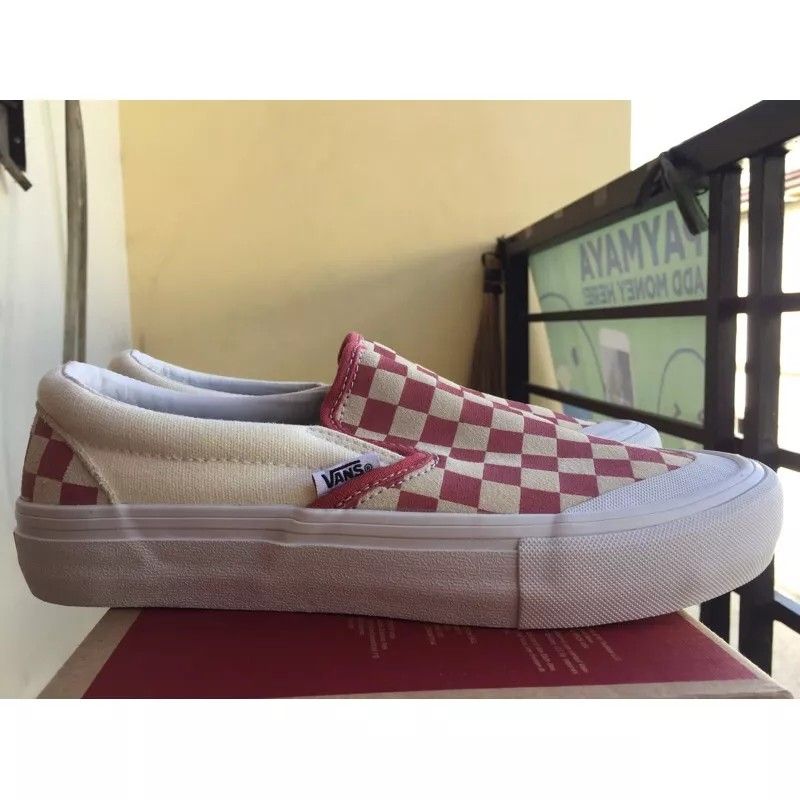 Vans Checkerboard Slip-On Pro Mineral Red on Carousell