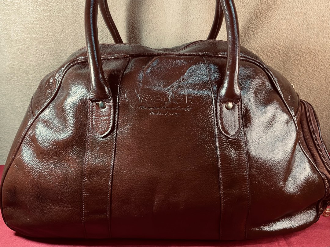 Vascor Leather Travel Handbag witn Shoe Compartment, Hobbies & Toys ...