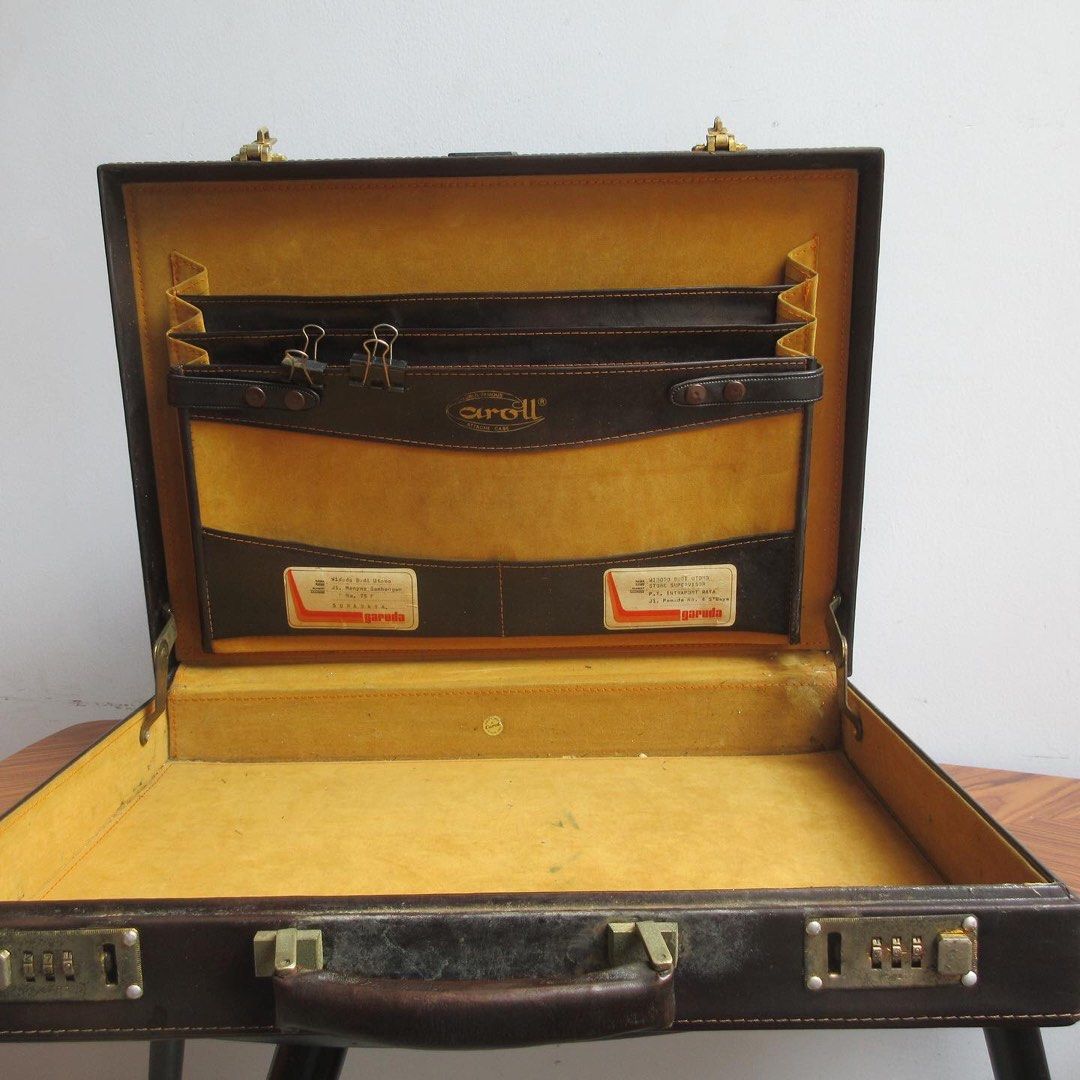 Vintage 70s Caroll Leather Suitcase Tas koper merk caroll jadul vintage ...