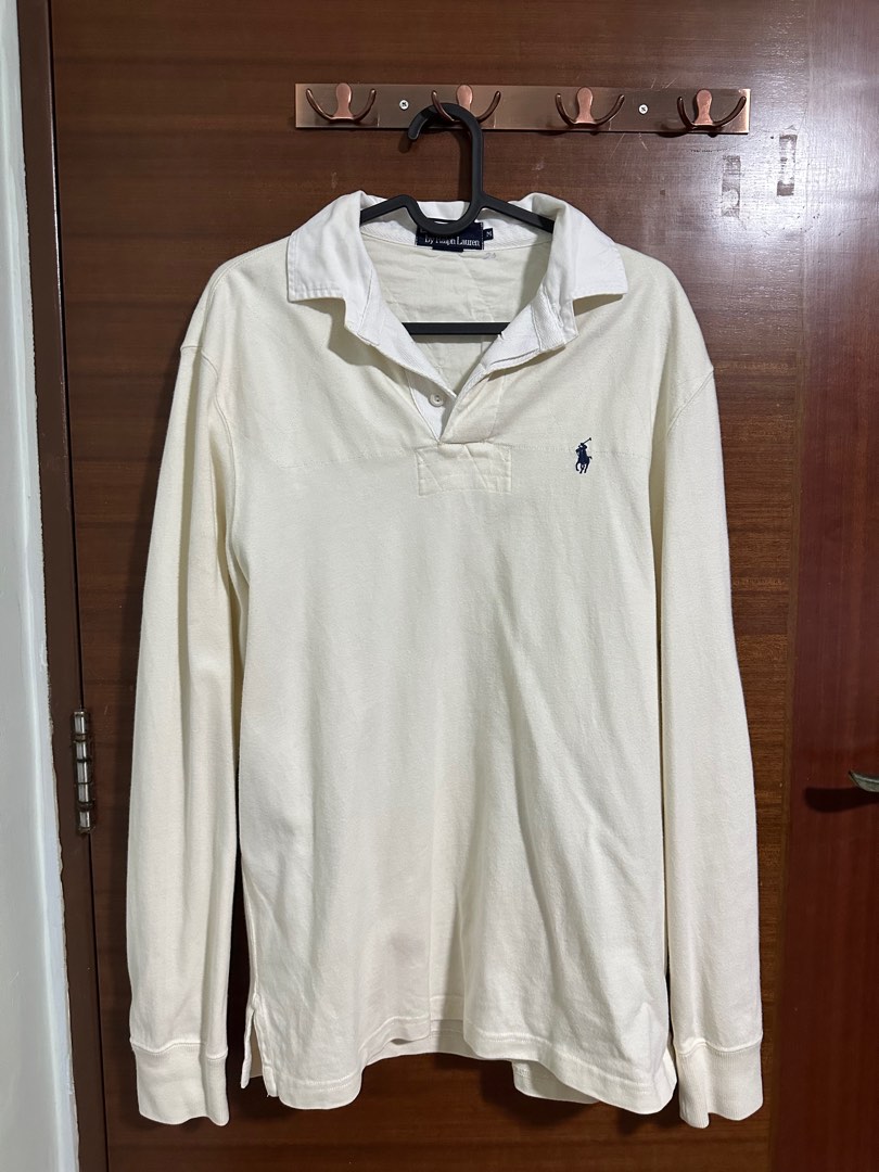 Vintage Polo Ralph Lauren Cream Rugby Polo Sweater, Men's Fashion, Tops & Sets, Tshirts & Polo ...