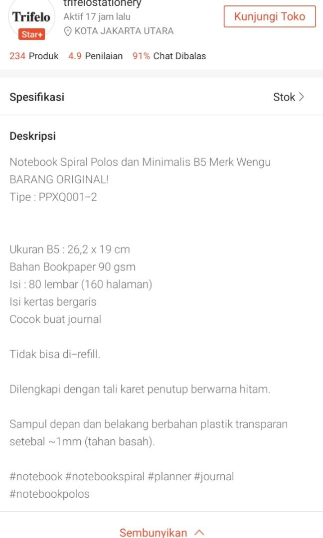 Wengu Notebook Spiral Polos B5, Buku & Alat Tulis, Buku di Carousell