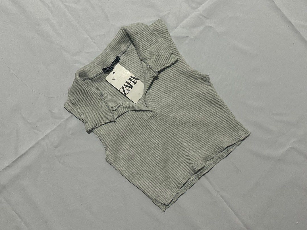 Zara Polo Sando Crop Top, Women's Fashion, Tops, Others Tops on Carousell