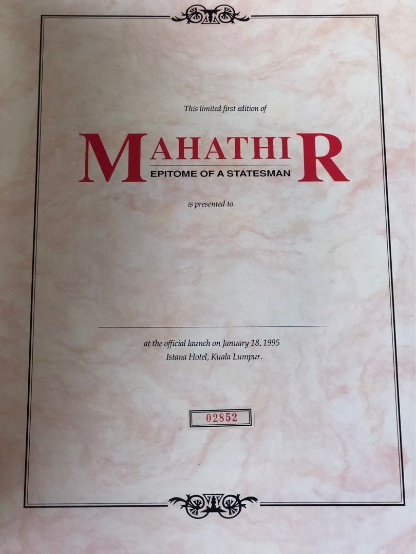 1995 Limited first edition hard cover mahathir epitome of a stateman ...