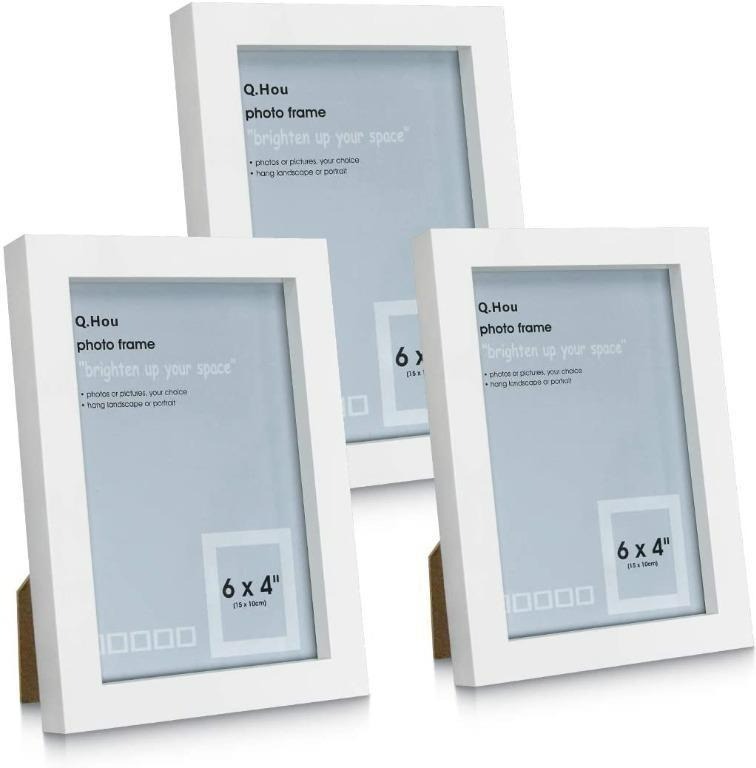 2920) 6X4 INCH WHITE PICTURE PHOTO FRAME, 3 PACKS, REAL GLASS FRONT FOR ...