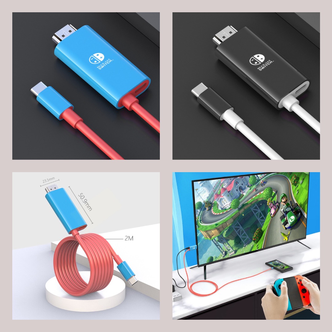 2 in 1 Nintendo Switch Dock Type C to HDMI Cable Switch TV Dock 4K PD ...