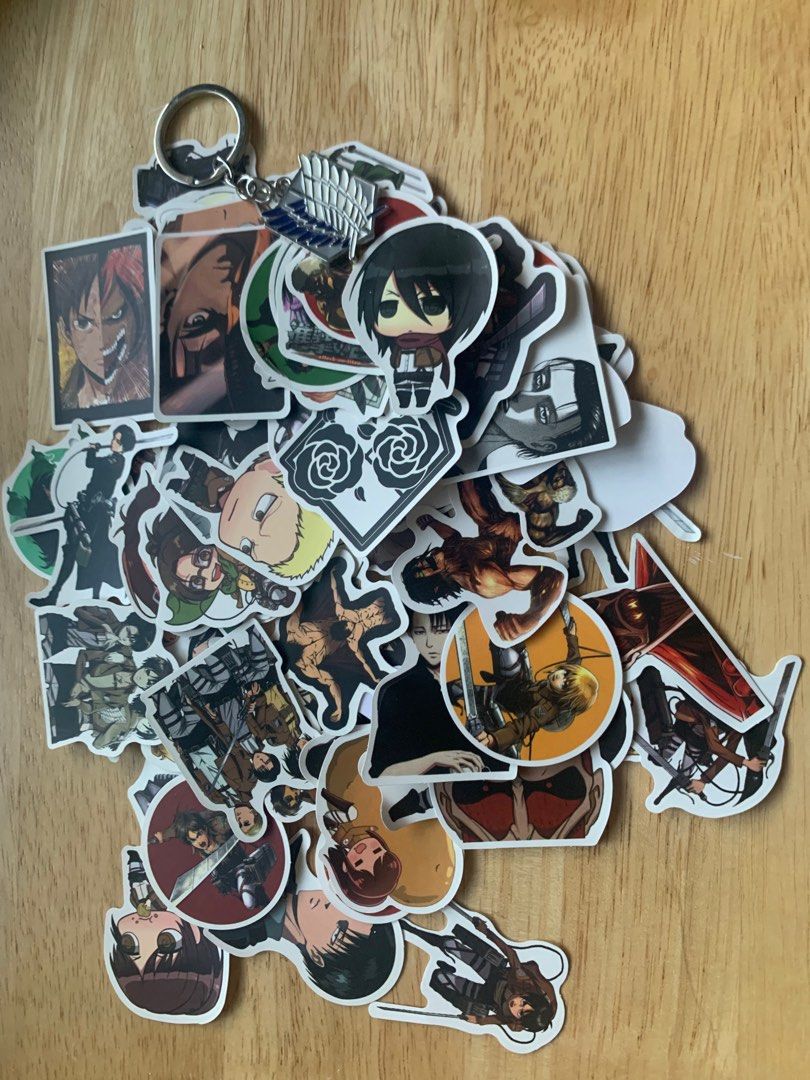 Attack on titan stickers and scouts regiment keychain, Hobbies & Toys ...