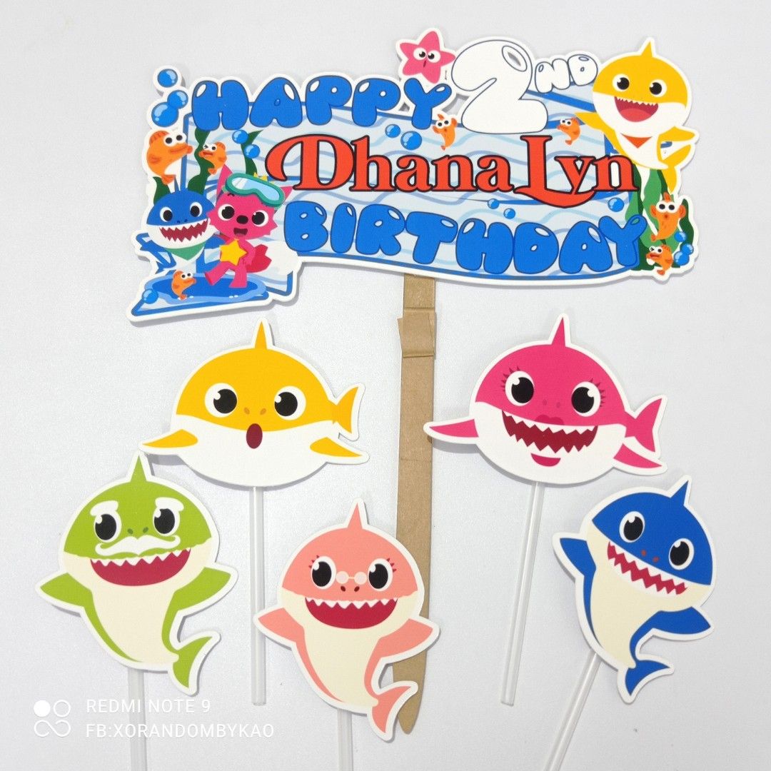 Baby Shark Printed Cake Topper Set Mommy Shark Daddy Shark on Carousell