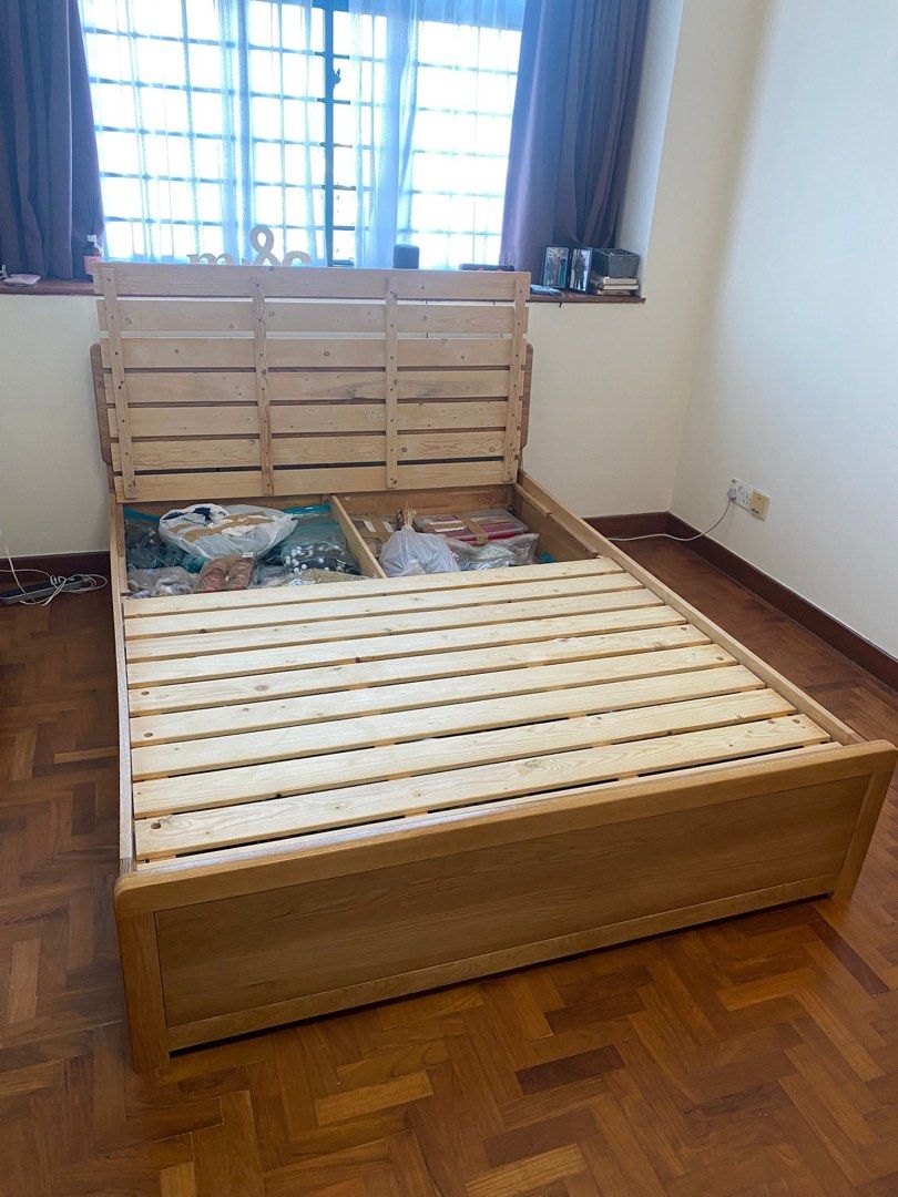 Beautiful Solid Oak Storage Bed, Furniture & Home Living, Furniture ...