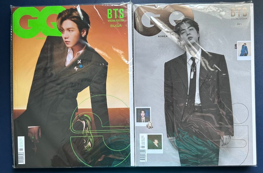 BTS Jin and SUGA Magazines - GQ and Rolling Stone (set) on Carousell