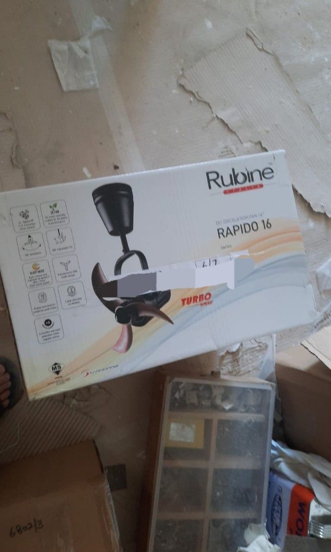 CEILING FAN - RUBINE RAPIDO 16" DC MOTOR 3 BLADES 6 SPEED WITH REMOTE ...
