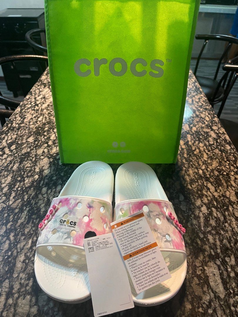 Classic Crocs Bleach Dye Slide - Original, Women's Fashion, Footwear ...