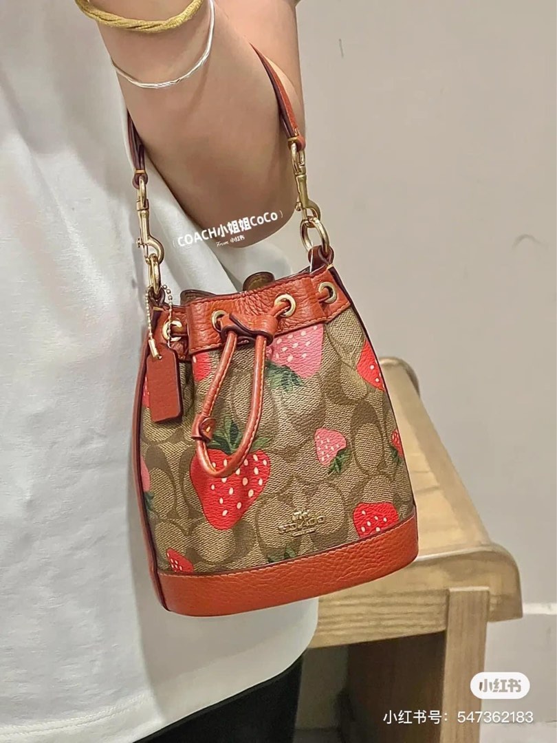 Coach Mini Bucket Crossbody Strawberry, Women's Fashion, Bags & Wallets ...
