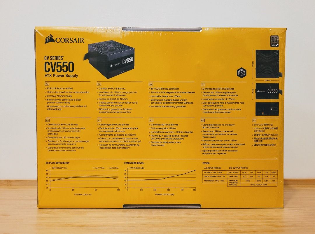 Corsair CV550 550W ATX Power Supply for Desktop PC 80 Plus Bronze ...