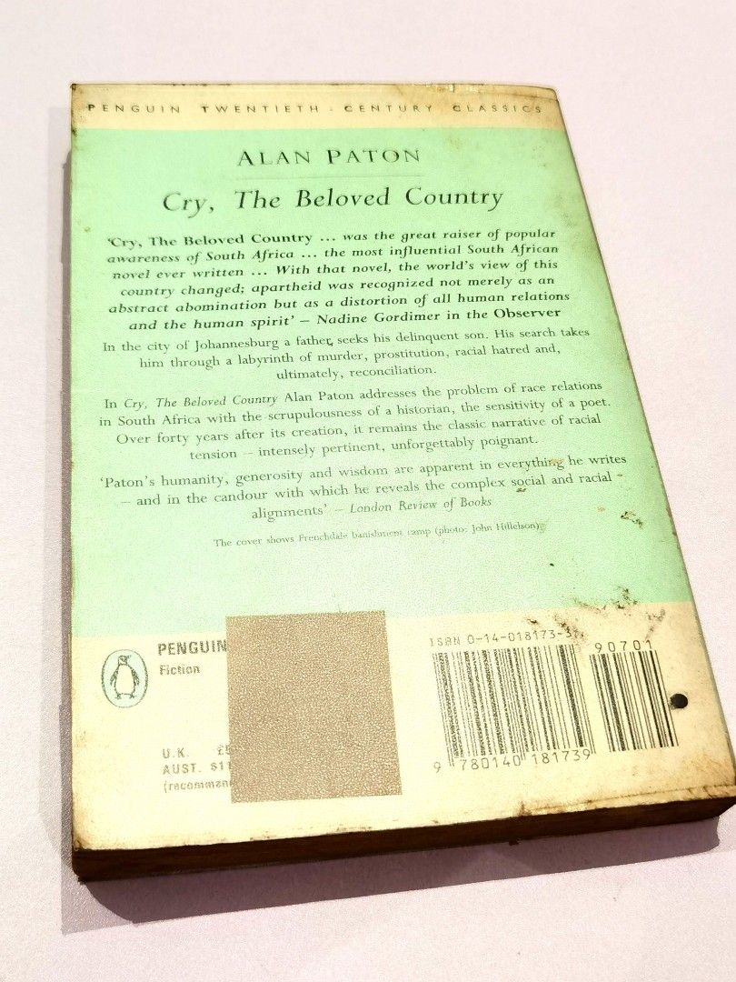 Cry The Beloved Country Book By Alan Paton, Hobbies & Toys, Books ...
