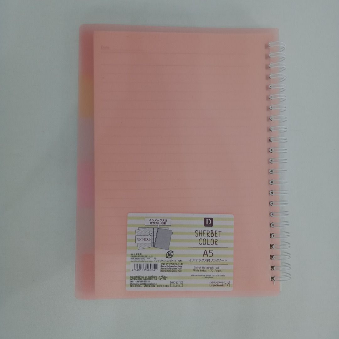 daiso japan a5 spiral notebook (with index / divider) on Carousell