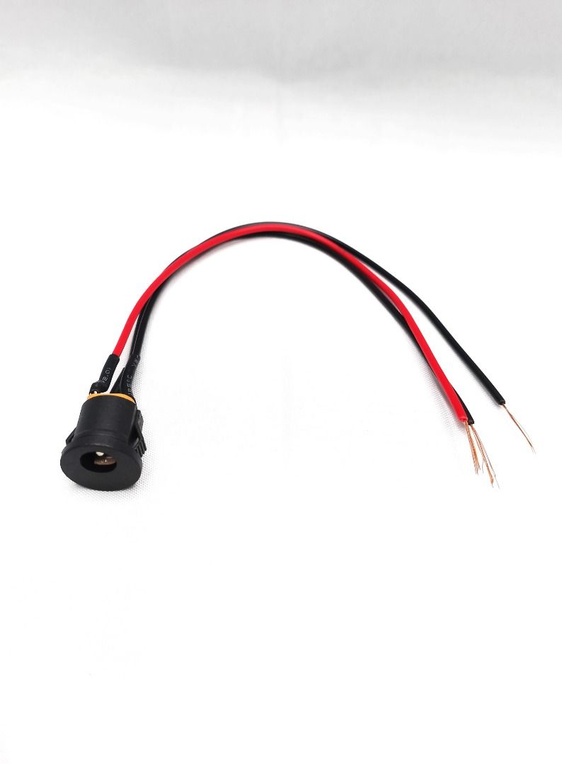 DC FEMALE POWER CONNECTOR SOCKET PCB MOUNT with WIRE, DC022K 5.5x2.1mm ...