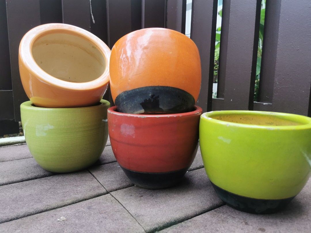 Decorative Ceramic Plant Pots with Drainage Hole, Furniture & Home ...