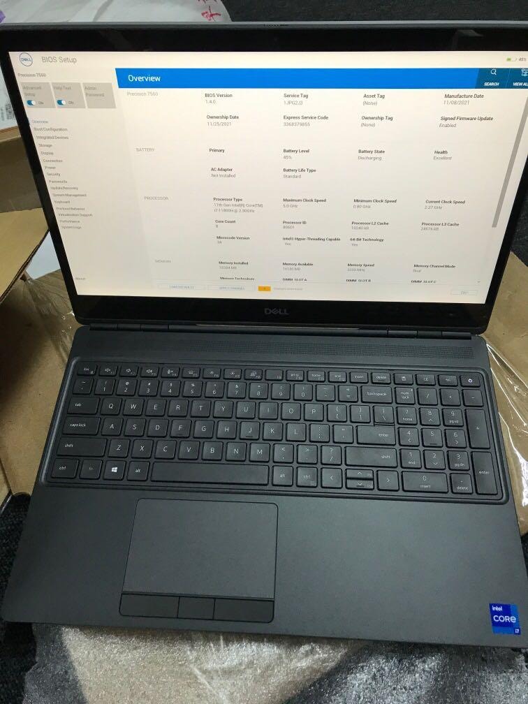 Dell precision 7560 (i7-11800h,16gb ram,512gb ssd +1tb ssd ,15.6fhd ...