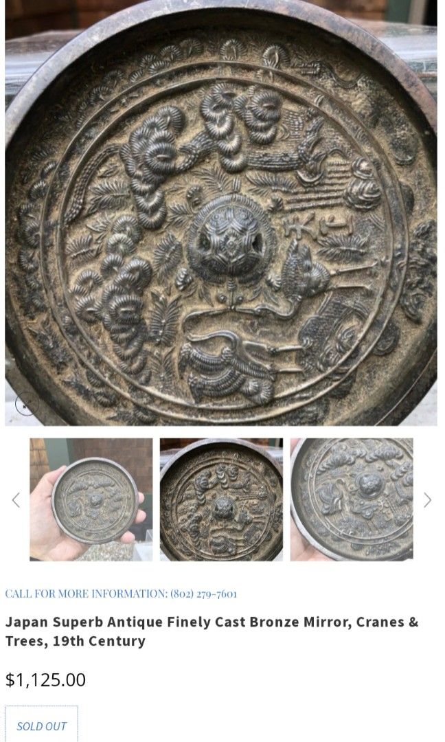 Edo Period Japanese Finely Cast Bronze Mirror, Hobbies & Toys ...